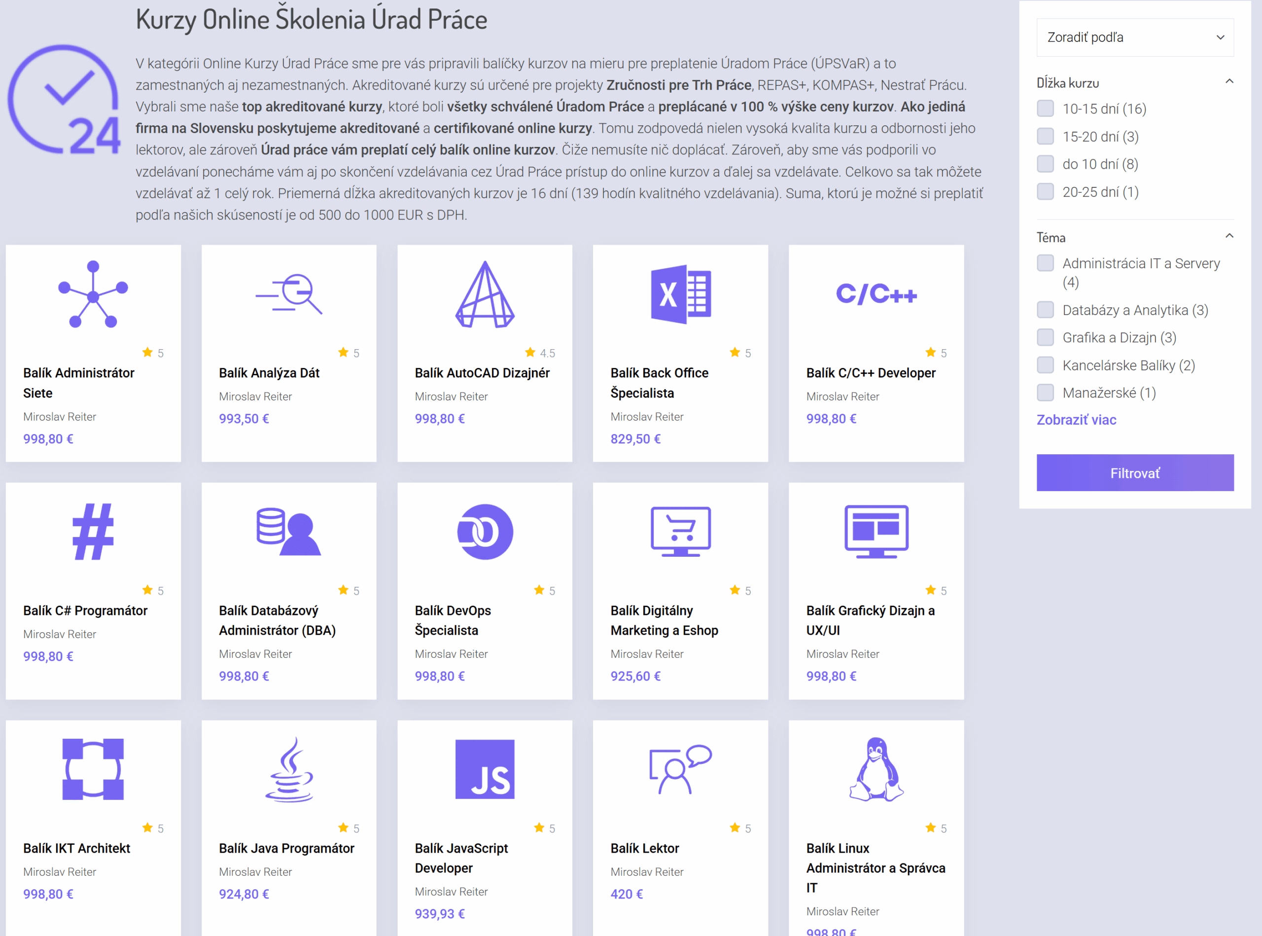 Čo sú to balíky kurzov a na čo slúžia? Sú akreditované? | VITA